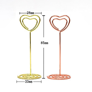 12 Pcs Heart Metal Place Card Holder Stands Table Number Display Stands Table Wire Photo Holders Memo Clip Holder Wedding Table Card Stands Golden