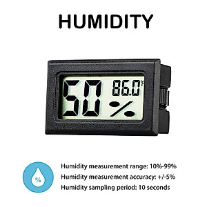 Rojuna Mini Thermometer Hygrometer, Small Digital Electronic Temperature Humidity Meters Gauge Indoor LCD Display Fahrenheit for Humidors, Greenhouse, Garden, Cellar, Fridge, Mason Jar (5)