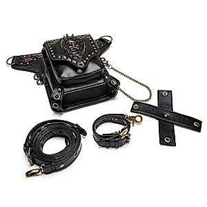 Steampunk Waist Thigh Bag Gothic Victorian Cosplay Backpack Retro Handheld Crossbody Shoulder Bag Vintage Handbags Black