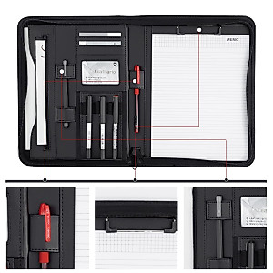 Leathario Portfolio Business Folder Padfolio A4 Writing Pad Document Organizer for Men Women Office Conference Notepad Clip Boards
