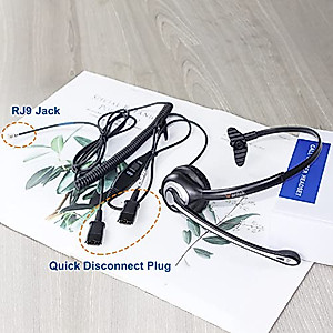 Wantek Phone Headset with Microphone Noise Cancelling and Quick Disconnect Cord, RJ9 Telephone Headsets Compatible with Cisco IP Phones 6851 7821 7841 7861 7941 7942 7945 7962 7965 8811 8841 8845 8851