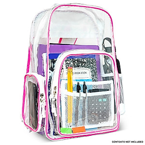 Meister All-Access Clear Backpack - Meets School & Event Security Bag Requirements - Pink / White