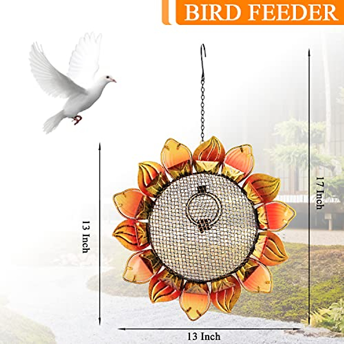 Wild Bird Feeder - Metal Bird Feeders, Sunflower Hanging Bird Feeder, Bird Seeds for Outside Wild Birds Patio & Garden Outdoor Decoration