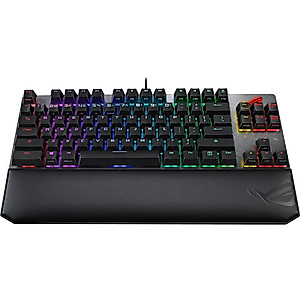 ASUS ROG Strix Scope NX TKL Deluxe | 80% RGB Gaming Mechanical Keyboard, ROG NX Red Linear Switches, Aluminum Top-Plate, Detachable Cable, Media Keys, Stealth Key, Wrist Rest, Macro Support