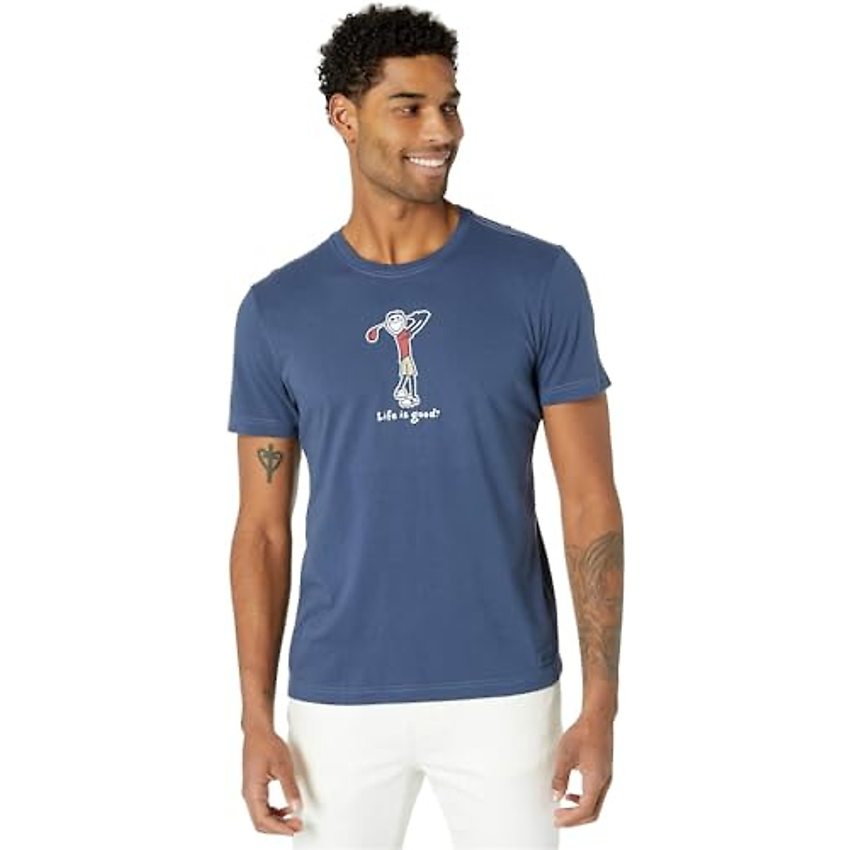 Life is Good Men's Crusher T, Short Sleeve Cotton Graphic Tee Shirt, Golf Jake, Darkest Blue, 3X-Large