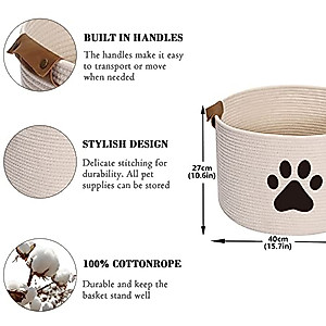 Morezi Dog toy bin pet cat toy box baskets in large suff storage - Perfect for collect toys, grooming stuff, closthing, diapers for Living Room, Playroom, Closet, Home - Beige