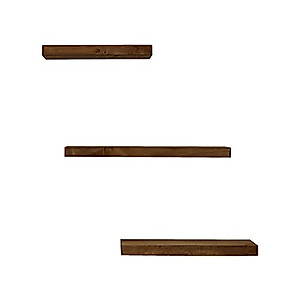 TIN ROOF DESIGNS Floating Shelf Set (16", 20", and 24" Shelves, 6" Wide, Walnut), Rustic Farmhouse Decor Shelving, Thick Hardwood Shelves