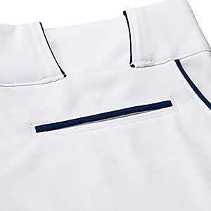 CHAMPRO Youth Triple Crown OB2 Open-Bottom Loose Fit Baseball Pants with Adjustable Inseam and Reinforced Sliding Areas , white,navy, Medium