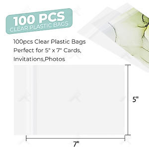 Golden State Art, Pack of 100, Resealable Adhesive Clear Bags with Flap - Fit for 5x7 Mat Matting and Art Prints Bag Size: 5 1/4 x 7 1/8 in