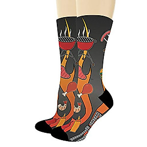 ThisWear Manly Birthday Gifts for Dad Grill Master Accessories BBQ Lover Gifts 1-Pair Novelty Crew Socks