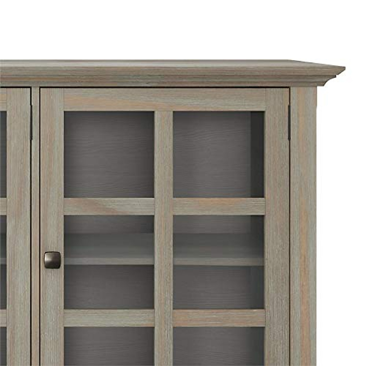 Solid Wood Storage Cabinet with Tempered Glass Doors, Multi Functional Sideboard with Adjustable Shelf for Living Room, Bedroom and Kitchen, Entryway Shoe Organizer in Distressed Grey