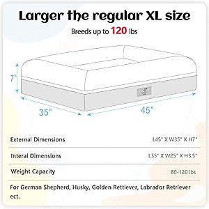 Yiruka Dog Beds for Extra Large Dogs, Orthopedic Dog Bed, Washable Dog Bed with [Removable Bolster], Waterproof Dog Bed with Nonskid Bottom, Pet Bed, XL Dog Bed