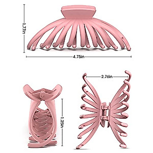 Hair Clips for Women - OPAUL Matte Nonslip Large Hair Claw Clips for Thick and Thin Hair, 4.7 Inch Strong Hold Big Hair Clips Fashion Hair Styling Accessories Christmas Gifts for Women Girls (4 Pack)