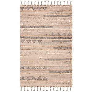 SAFAVIEH Natura Collection Accent Rug - 4' x 6', Natural & Beige, Flat Weave Boho Braided Tassel Jute & Wool Design, Ideal for High Traffic Areas in Entryway, Living Room, Bedroom (NAT278A)