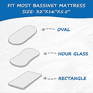 Muslin Bassinet Sheets for Baby Girl Boy, Boho Baby Bassinet Sheets Fitted for Oval Hourglass Rectangular Bassinet Mattress Pad(32"x16"), Soft Breathable Rayon Made Form Bamboo, 2 Pack