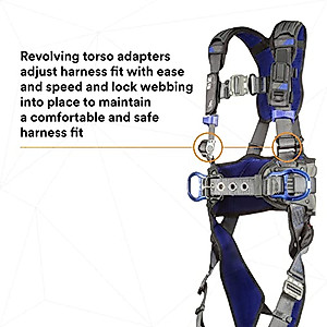 3M 1113124 DBI-SALA ExoFit X300 Comfort Construction Positioning Safety Harness, Construction Fall Protection, Aluminum Back and Hip D-Rings, Auto-Locking Quick Connect Leg and Chest Buckles, Medium