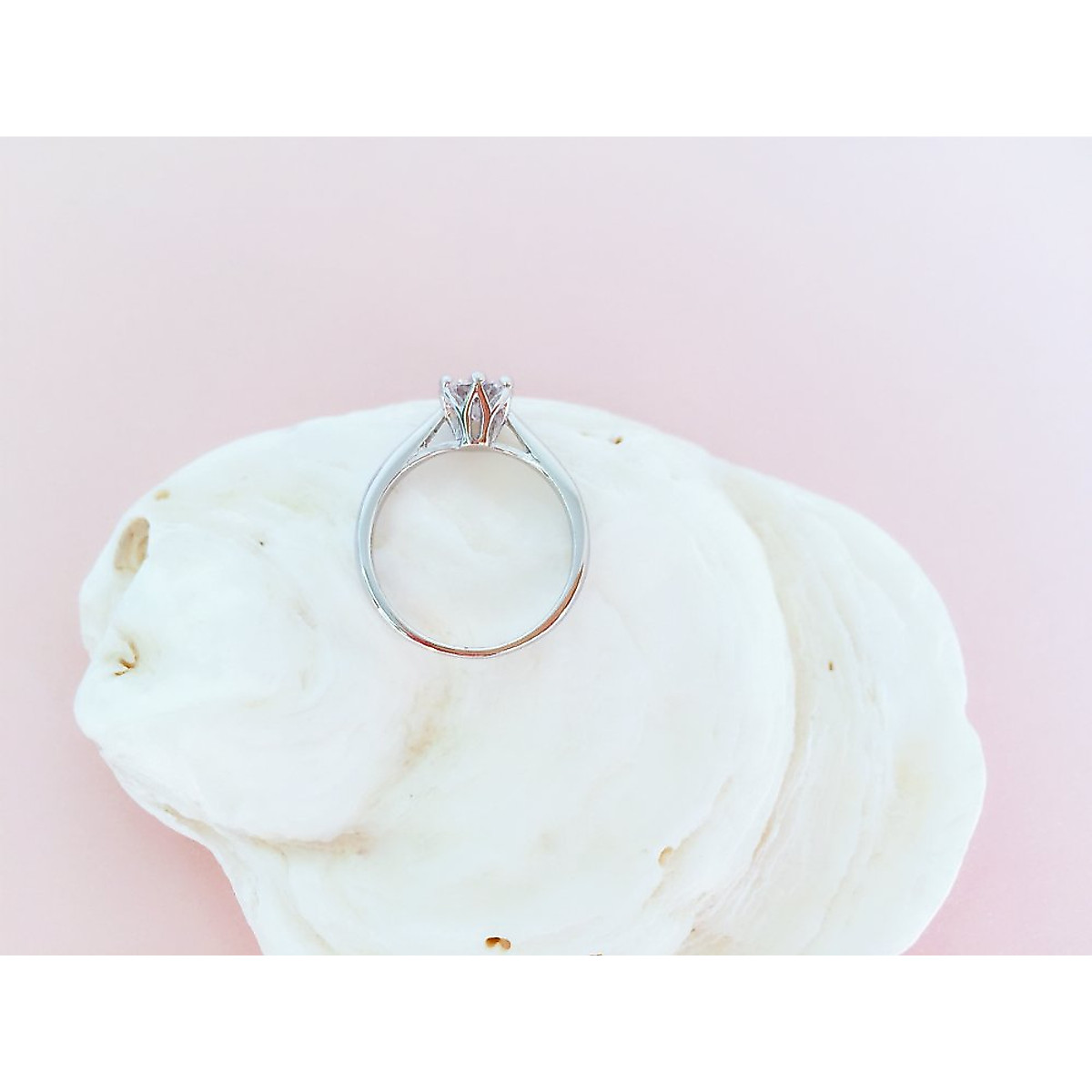 BeFab 1/2 Ctw Cubic Zirconia Classic 6 Prong Round Solitaire Engagement Ring Size 4 5 6 7 8 9 (Silver, 6)