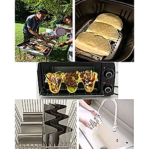 Taco Holder - Taco Stand Stainless Steel Set of 4, Dishwasher, Oven and Grill Safe, Easy to Clean and Folded Up for Compact Storage, Nacho Trays for Taco Tuesday Dinner Party