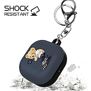 Compatible with Galaxy Buds Live Case, Teddy Bear Friends Cute Hard Protective Shockproof Accessories with Key Chain Anti-Break Anti-Lost Cover