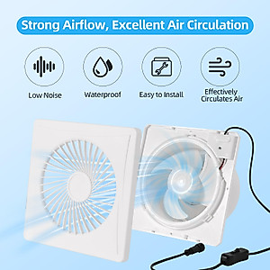 Solar Powered Fan,IUZEAI 20W Solar Panel with Bracket 8" Solar Fan with Longer 16.4ft Wire Waterproof Strong Airflow with Assembly Accessories Solar Fans for Outside,Warehouse, Shed, Kitchen, Attic