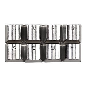 Teamwolf stainless steel MX Metal Keycap for keyboard gaming key QWERWASD R2 R3 light through back lit Black Blue Gold gradient (TW Silver QWERWASD)