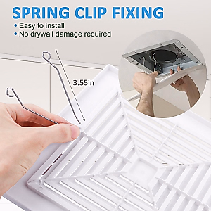 WKZO 2-Pack 97011723 Bathroom Ceiling Fan Grille with Springs Replacement Parts for Square Ceiling or Wall-Mount Exhaust Fan Cover Fits Models 663,670,671,675,688,689,Ventilation Fan