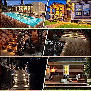 Dimmable LED Deck Lights Kit, 10 Pack Φ1.18 Outdoor Recessed Deck Step Lighting, 2700K-6500K Bluetooth Low Voltage Landscape Light IP67 Waterproof for Garden Patio Rail Ground Pathway