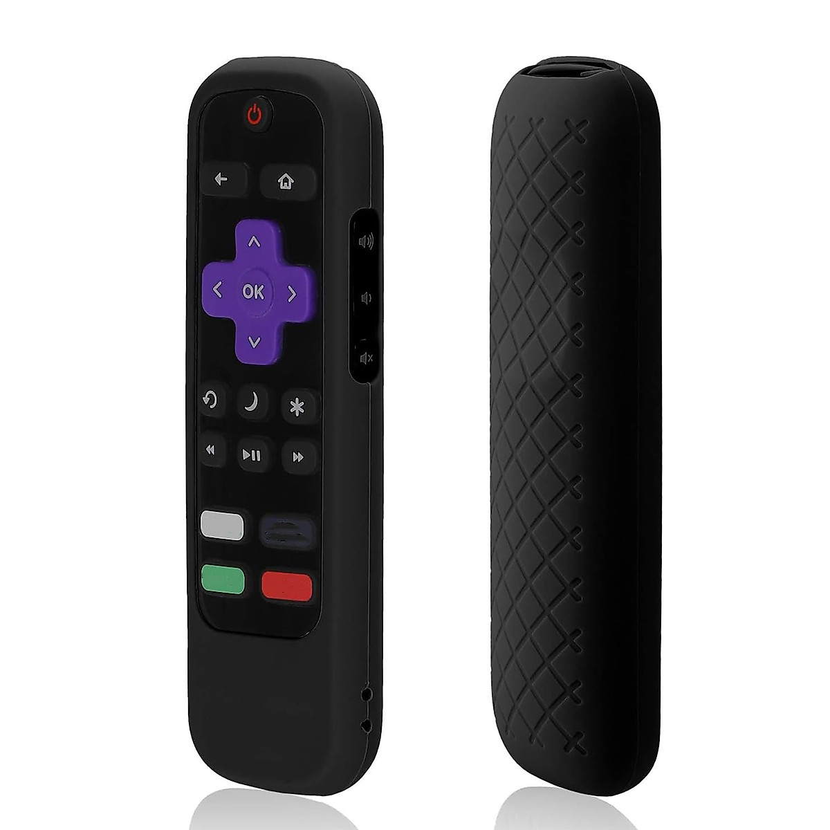 2-Pack AKWOX Remote Case for Roku Express 3930 (2019)/3900, Premiere+ 3921/Premiere 3920, Express+(3910), Streaming Stick3800/Stick+3810 Remote Control, Shockproof Silicone Cover- Black