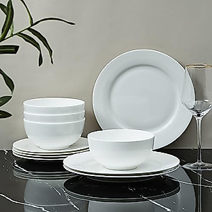 Stone Lain Aria Bone China 12-Piece Dinnerware Set, White