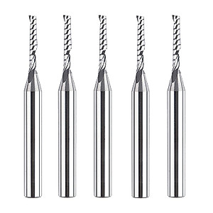 SpeTool 5PCS O Flute Spiral Upcut Router Bit Set 1/4 Inch Shank with 1/8 Inch Cutting Diameter, Carbide Singe Flute Aluminum Cutting End Mill for CNC Router