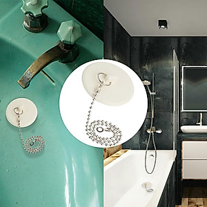 2Pcs Tub Stopper, Rubber Bathtub Stoppers Drain Plug with Stainless Steel Beaded Chain, Bathroom Plug Fit for 1.5" to 2" Kitchen Sink, Bathroom Bath tub, White