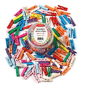 Incraftables Mini Clothes Pins for Crafts 100pcs. Colored Wooden Small Clothes Pins for Photos. Tiny Clothespins Clips for Baby Shower, Display Artwork, Hanging Clothes & Hanging Decorative (1¼ inch)