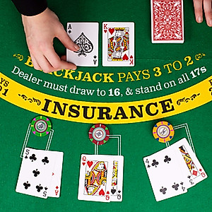 Double-Sided Poker Table & Blackjack Casino Mini Felt | Convenient, Space-Saving 36" x 18" Roll-up Casino Gambling Tabletop Mat | Smooth 2mm for Coffee Table Texas Hold 'Em & Blackjack Card Games