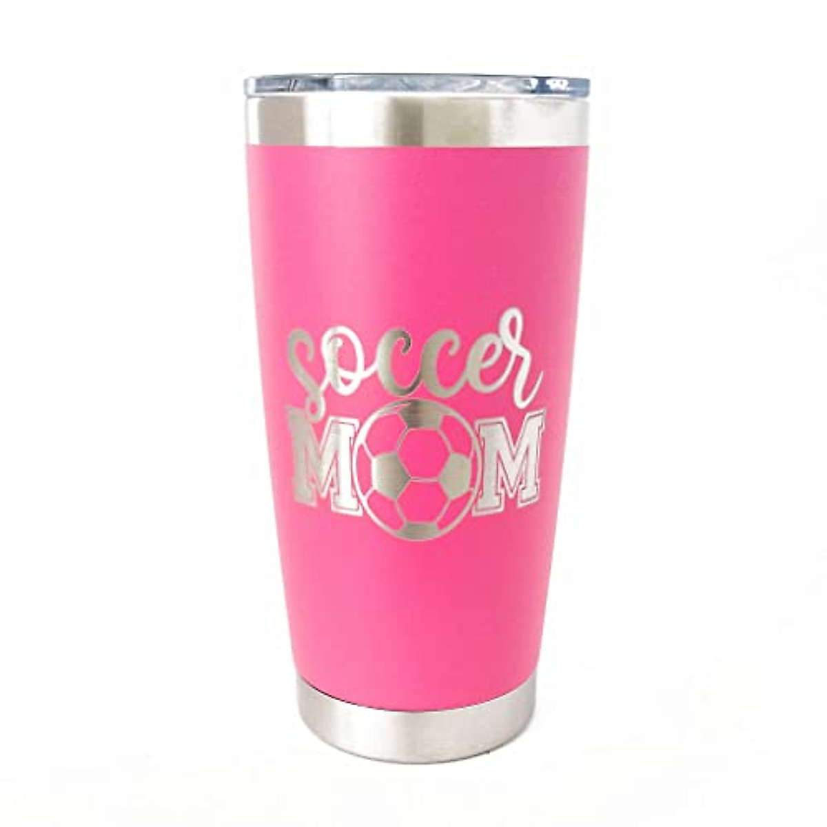 20 oz Soccer Mom Mug (Pink), Stainless Steel Coffee Travel mug with lid, Hot Pink Tumbler insulated, Soccer Gifts for women