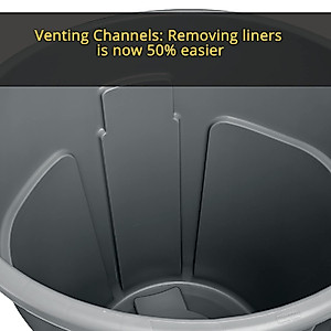 Rubbermaid Commercial 262000GRA Round Brute Container, Plastic, 20 gal, Gray