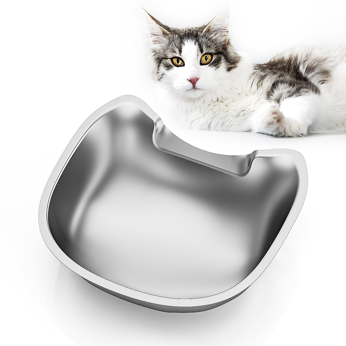 IMIPAW Stainless Steel Cat Bowls: Suitable for Automatic Pet Feeder Cat Whisker Fatigue Relief Friendly Shape and Easy to Clean