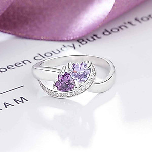 GLAMCARAT Sterling Silver Personalized Birthstone ring customized engraved fine jewelry for women mothers ring