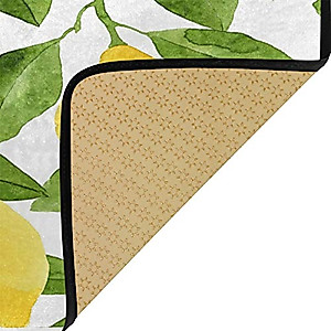 ALAZA Yellow Lemon Leaf Non Slip Kitchen Floor Mat Kitchen Rug for Entryway Hallway Bathroom Living Room Bedroom 39 x 20 inches(1.7' x 3.3')