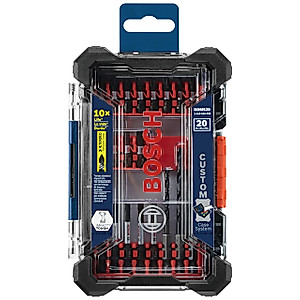 BOSCH DDMS20 20-Piece Assorted Impact Tough Drill Drive Custom Case System Set for Drilling and Driving Applications