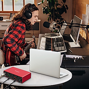 Wrugste USB Audio Interface Solo(24Bit/192kHz)+48V Phantom Power for Computer Recording Podcasting and Streaming Plug and Play for Content Creators Musicians Upgraded Version XLR Audio Interface