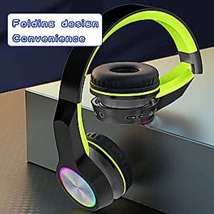 Bluetooth Headphones Noise Canceling Wireless Light Bluetooth Headset Foldable Lightweight Over Ear Earphones Built-in Mic HiFi Stereo Deep Bass Headphones with Memory Foam Ear Cups