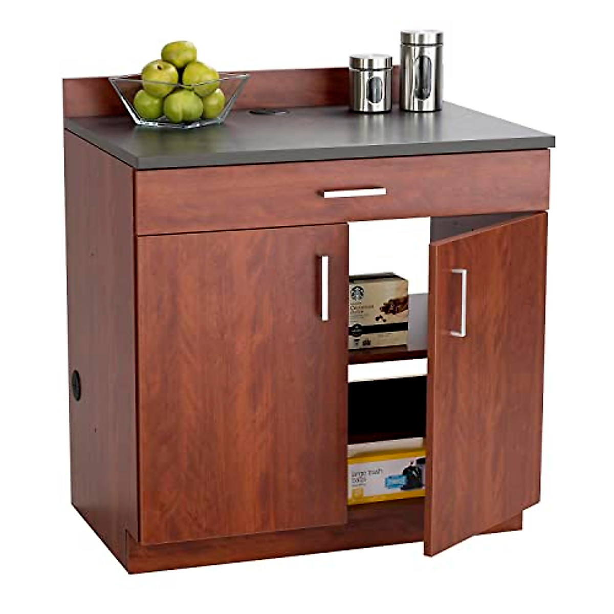 Safco Products 1701MH Modular Hospitality Breakroom Base Cabinet, 2 Doors/1 Drawer/1 Adjustable Shelf, Mahogany Base/Rustic Slate Top