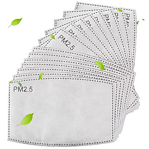 40pcs Adults Size Adaptive Activated Carbon Fabric Filtration 5-Layer PM2.5 Filter Pad Insert Value Pack DIY Craft Anti-Dust Anti-Haze Anti-Pollution for Outdoor Activities for Men Women