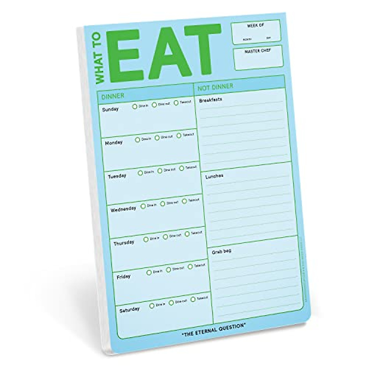 Knock Knock What To Eat Pad (Turquoise / Pastel), Magnetic Meal Planning Note Pad with Magnet, 6 x 9-inches