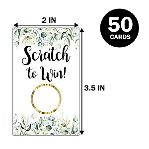 50 Greenery Scratch Off Game Cards, Greenery Lottery Tickets, Activities For Bridal Shower Activity, Baby Shower Raffle Ticket Reveal to Win Event Prizes.