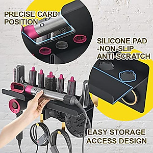 CATOOMUU Wall Mount Hair Dryer Stand Holder for Dyson Supersonic Hair Dryer and Dyson Airwrap Styler, 2 in 1 Blow Dryer Accessories Organizer Storage Rack, Aluminum Alloy