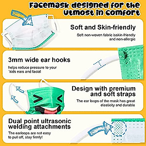 100Pcs Kids Disposable Face Masks 3 Ply Breathable Safety Colorful Children Mask, Soft on Skin Child Protection Face masks with Elastic Earloop