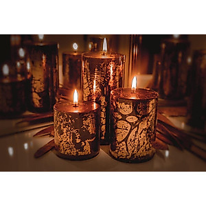 AuraDecor Set of 3 Black Pillar Candles with Gold Finish ( Gift Set , Pack of 3 Candles, 3, 4, 6 inch ), Large