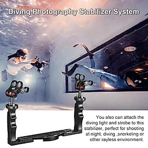 MINIFOCUS Underwater Camera Handle Tray Bracket, Dual Handle Extendable Aluminum Alloy Video Stabilizer Holder with 2 1'' Ball Clamp Mount for Underwater Camera Diving Housings