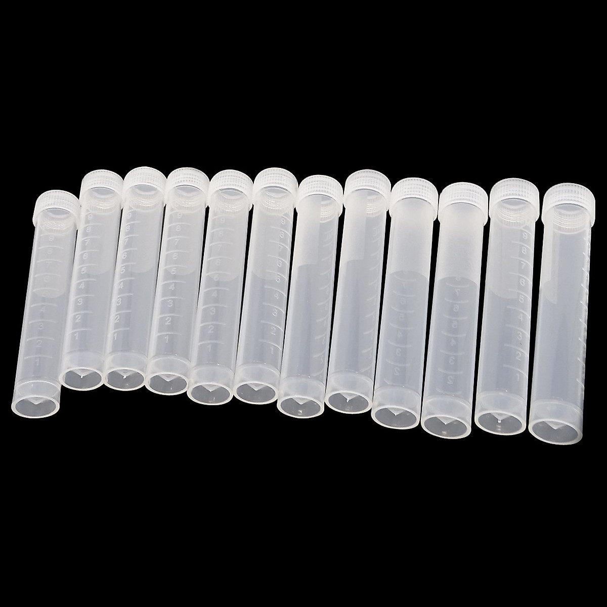 Honbay 12pcs 10ml Plastic Test Tubes Screw Cap Vial White Seal Cap Container